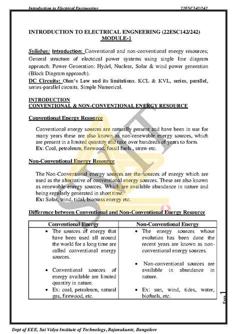 BESCK104B Mod1 Az Documents Page 1 INTRODUCTION TO ELECTRICAL