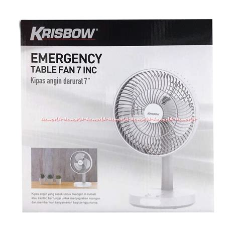 Jual Krisbow Emergency Table Fan 7inch White Kipas Angin Meja Mini