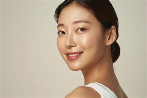 Portrait Photography Half Body Shot Of A Beautiful Asian Woman Against