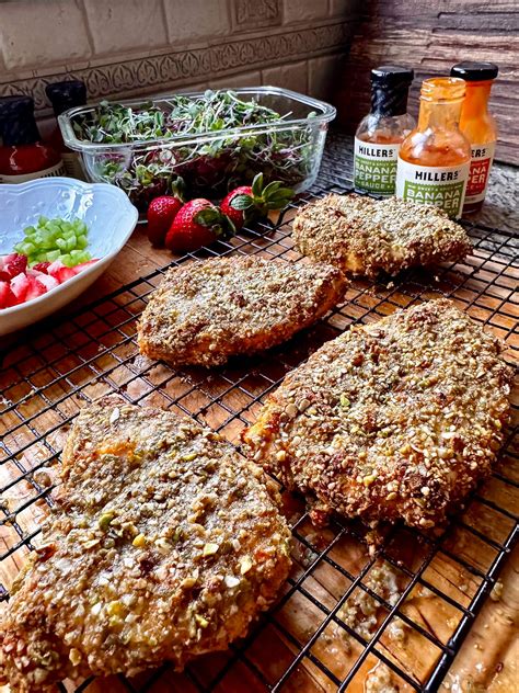 Pistachio Parmesan Crusted Chicken With Hot Shot Strawberry Salad