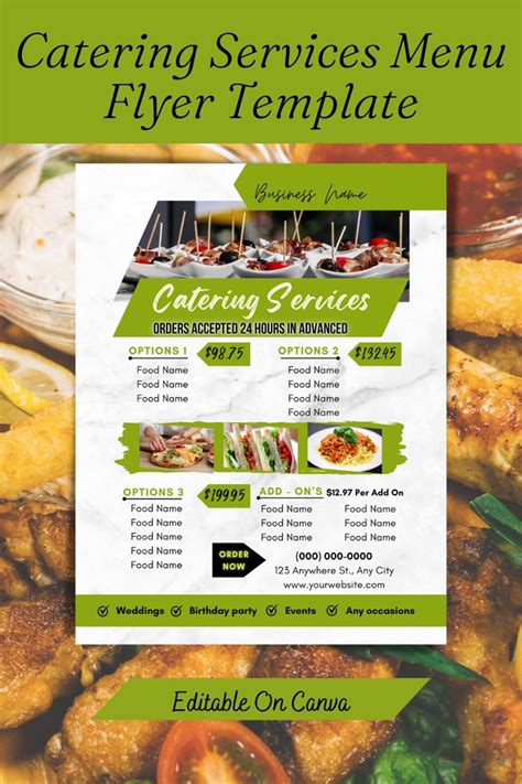 Printable Catering Services Menu Flyer Template Catering Event Flyer