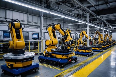 Smart Factory Robots Coordinating Realtime Manufacturing Tasks Premium Ai Generated Image