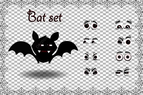 Gambar Set Vektor Halloween Untuk Membuat Karakter Kelelawar Kartun