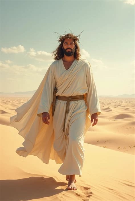 Jesus Of Nazareth Imades Full Body With White Cloak And Crown Of Thorns