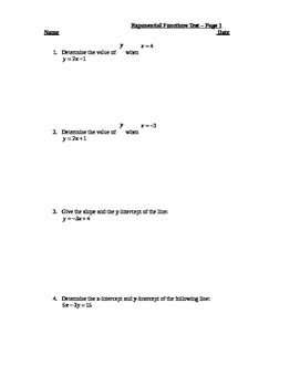 A Basic Exponential Function Test Answer Sheet Provided TpT