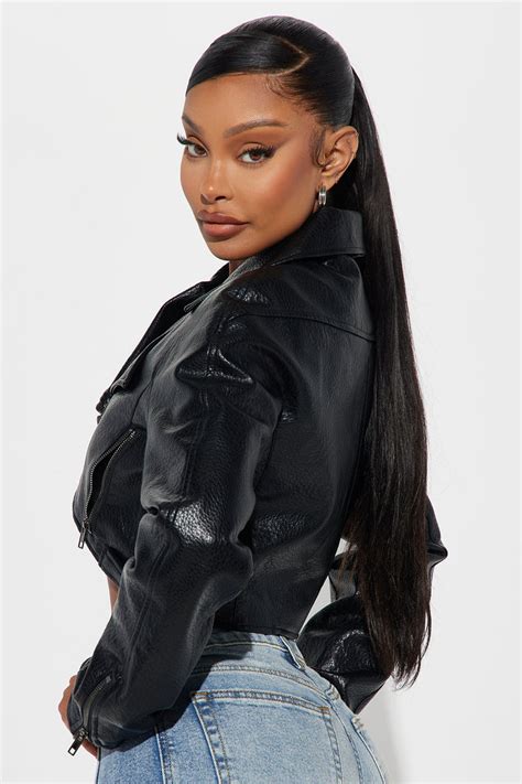 Keeping Secrets Cropped Faux Leather Jacket Black Fashion Nova