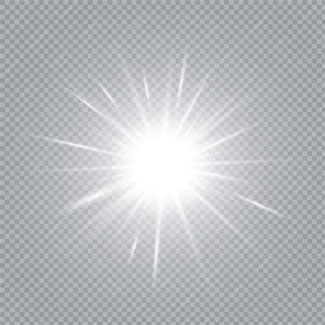透明な背景に白く光る光が爆発します。 プレミアムベクター