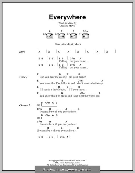 Everywhere Fleetwood Mac By C Mcvie Sheet Music On Musicaneo