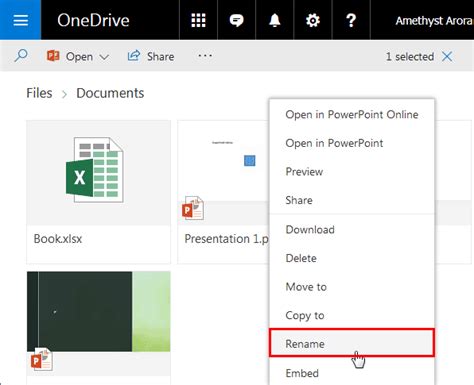 Rename Files In OneDrive And PowerPoint For The Web