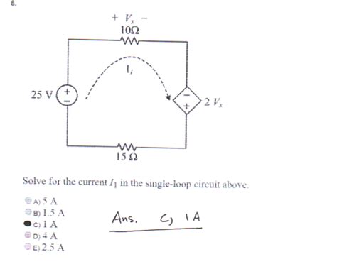 solved solve for the current i 1 in the single loop