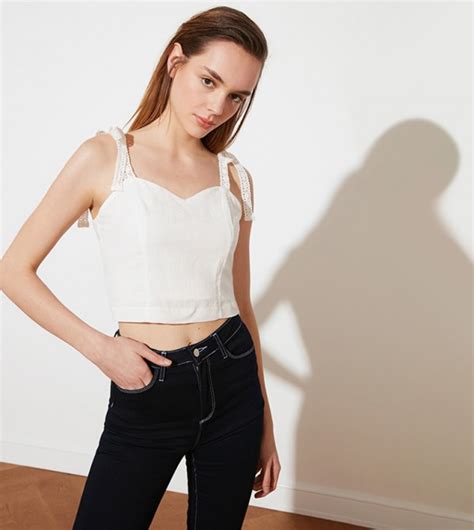 Buy Trendyol Lace Detailed Blouse In White 6thstreet Qatar