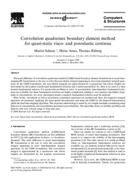 Pdf Convolution Quadrature Boundary Element Method For Quasi Static
