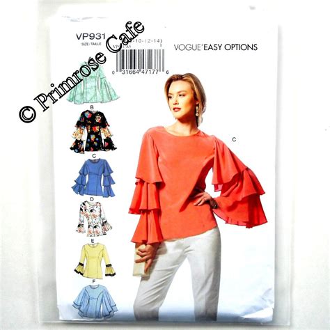Misses Princess Seam Tops Flared Sleeve Vogue Sewing Pattern Vp931