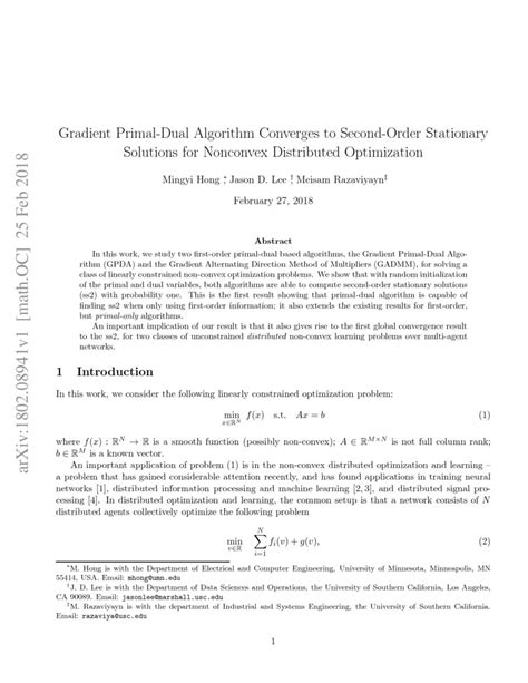Gradient Primal Dual Algorithm Converges To Second Order Stationary