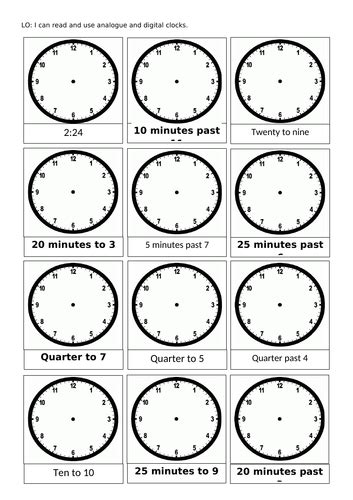 Reading Analogue Clock Teaching Resources