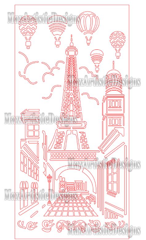 1 Paris Eiffel Tower Cnc Panel Vector Dxf Cdr Ai Formats For Plasma Router Laser Cut File Tested