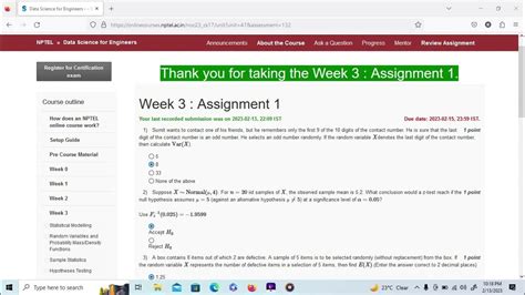 Data Science For Engineers Nptel Swayam Course Week 3 Assignment Answers Youtube