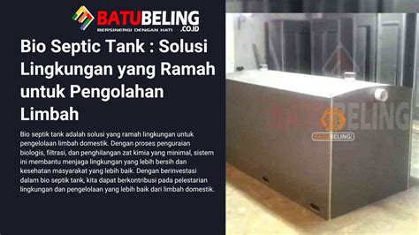 Bio Septic Tank Solusi Lingkungan Untuk Pengolahan Limbah
