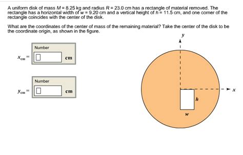Solved A Uniform Disk Of Mass M 825 Kg And Radius R