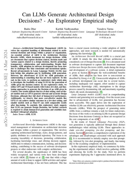 Can Llms Generate Architectural Design Decisions Pdf Machine