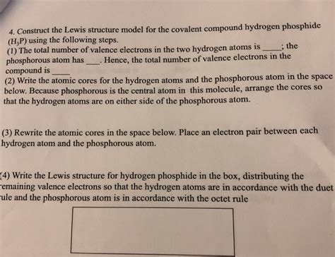 Solved 4 Construct The Lewis Structure Model For The
