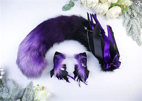 Gothic Cosmic Kitten Kitty Cat Ears And Tail Set Faux Fur Catzo Club