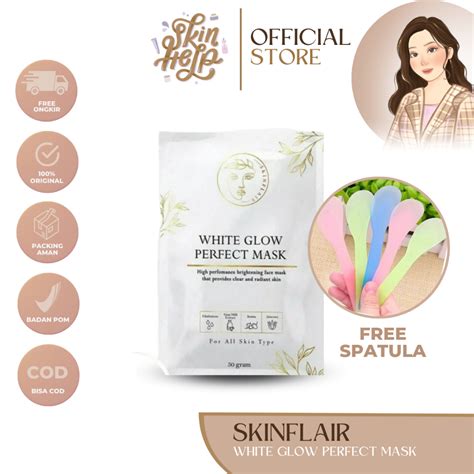 Jual READY SKINFLAIR WHITE GLOW PERFECT MASK POWDER FREE SPATULA