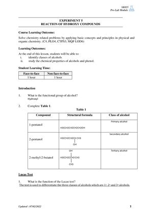 EXP 2 Determining THE HEAT OF Reaction PRE LAB Updated 16 01 SK Pre Lab Module EXPERIMENT 2