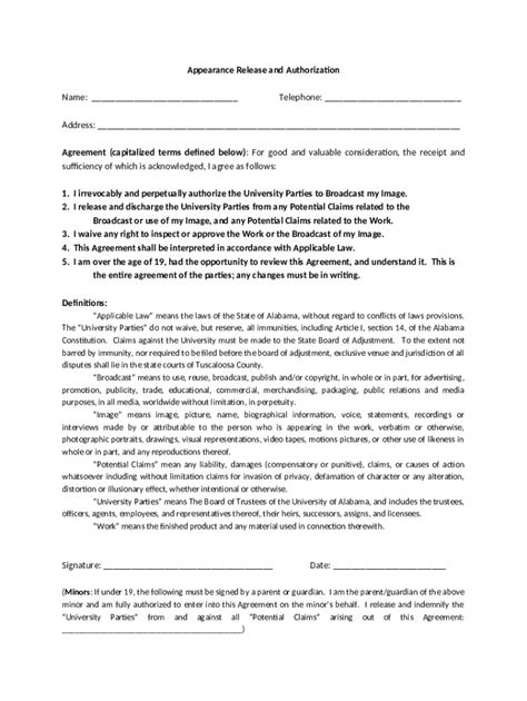 Appearance Release Pdf Hillel Ua Doc Template Pdffiller