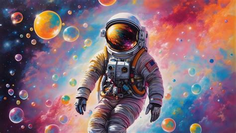 Premium Ai Image Astronaut In A Colorful Bubbles Galaxy