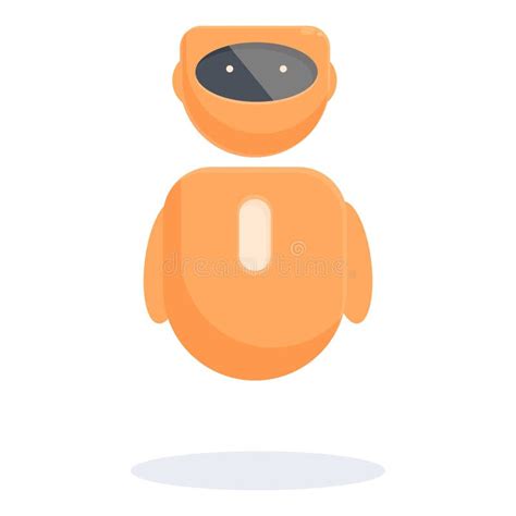 Orange Robot Hovering With Arms At Its Sides Stock Vector
