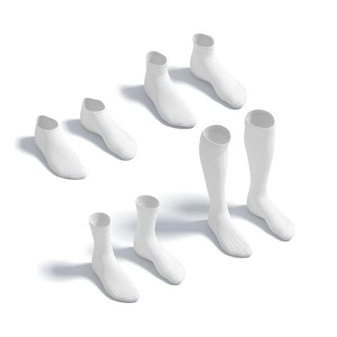 White Socks Pair Different Shapes Fabric Sox 3d Turbosquid 1982810