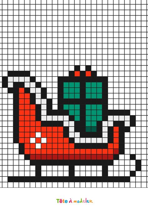 Traîneau Du Père Noël En Pixel Art Un Coloriage De Tête à Modeler