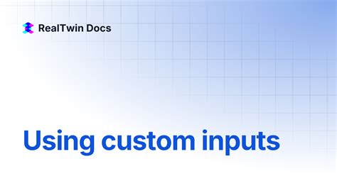 using custom inputs realtwin docs