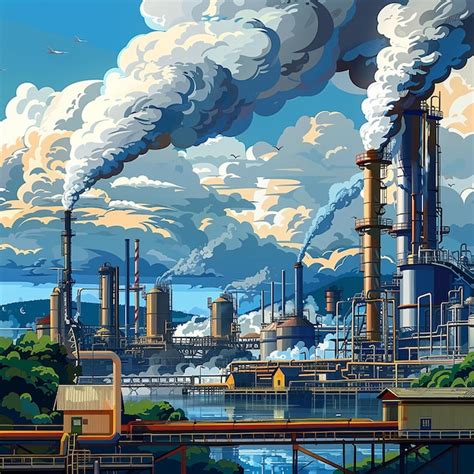 Cinematic Depictions Of Oil Refinery Pollution Premium Ai Generated Image