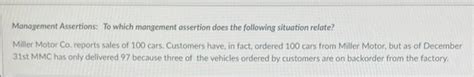 Solved Management Assertions To Which Mangement Assertion