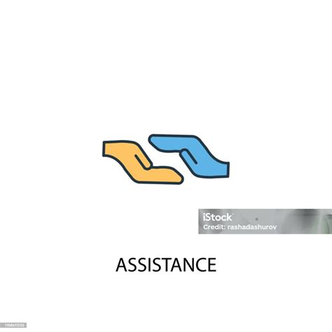 지원 개념 2 컬러 라인 아이콘입니다 간단한 노란색과 파란색 요소 그림입니다 지원 개념 개요 기호 디자인 Charitable Foundation에 대한 스톡 벡터 아트 및