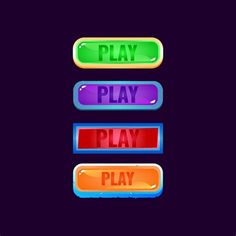 Set Of Game Ui Colorful Jelly Button With Funny Casual Border For Gui