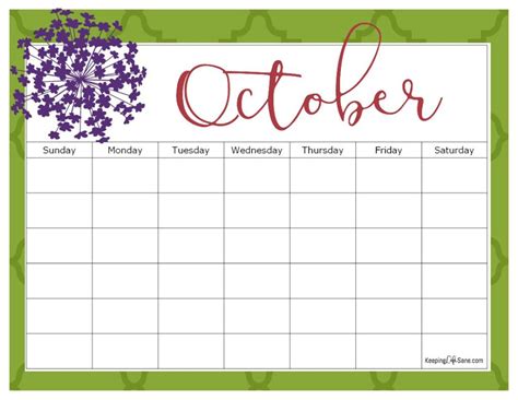 Printable Blank Calendar For Free Keeping Life Sane