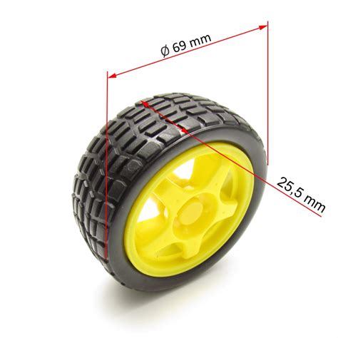 Roda Pneu 69 mm Chassi p Robótica Arduino Raspberry Tecnotronics