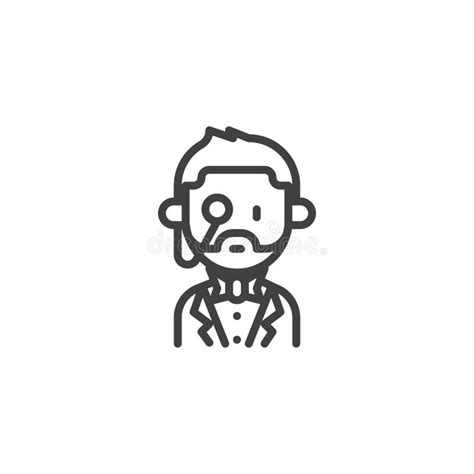 Old Butler Portrait Outline Icon Stock Vector Illustration Of