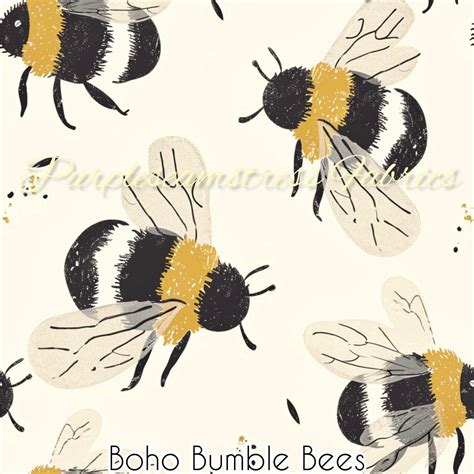 Boho Bumble Bees Fabric Purpleseamstress Fabric