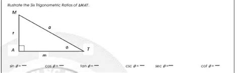 solved illustrate the six trigonometric ratios of mat sin θ cos