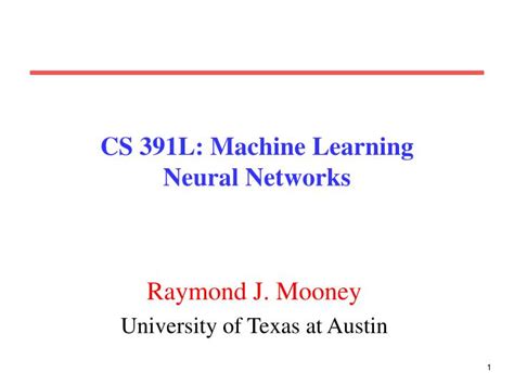 PPT CS 391L Machine Learning Neural Networks PowerPoint Presentation
