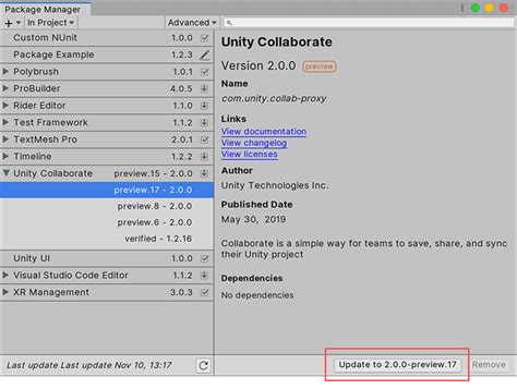 Unity Manual Switching To Another Package Version