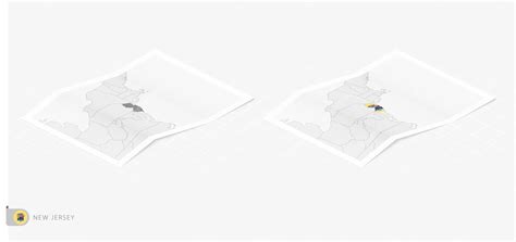 シャドウとニュージャージー州の 2 つの現実的な地図のセット アイソメ図スタイルのニュージャージー州の旗と地図 プレミアムベクター