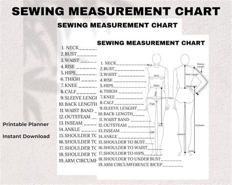 Sewing Measurements Sheet Detailed Women Body Measurements Blank
