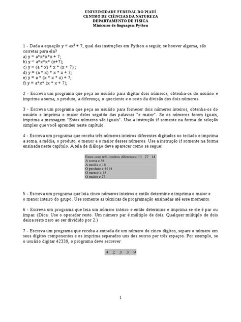 Exercicios Linguagem Python Download Grátis Pdf Pi Python