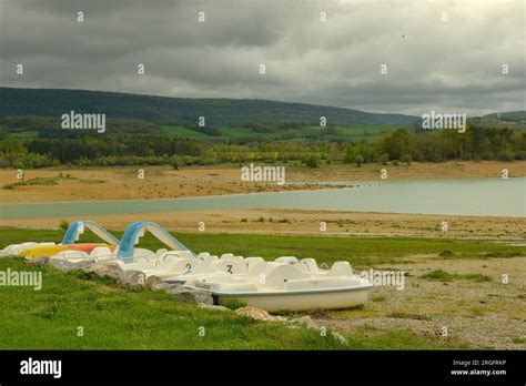 Lake Montbel South West France At Of Capacity Due To Drought Caused