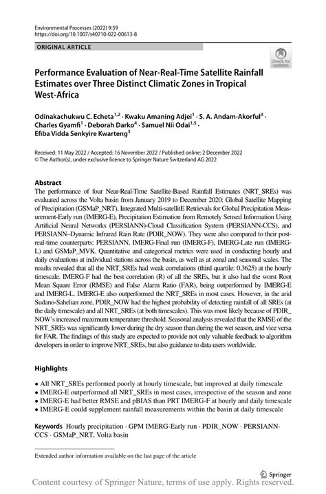 Performance Evaluation Of Near Real Time Satellite Rainfall Estimates Over Three Distinct